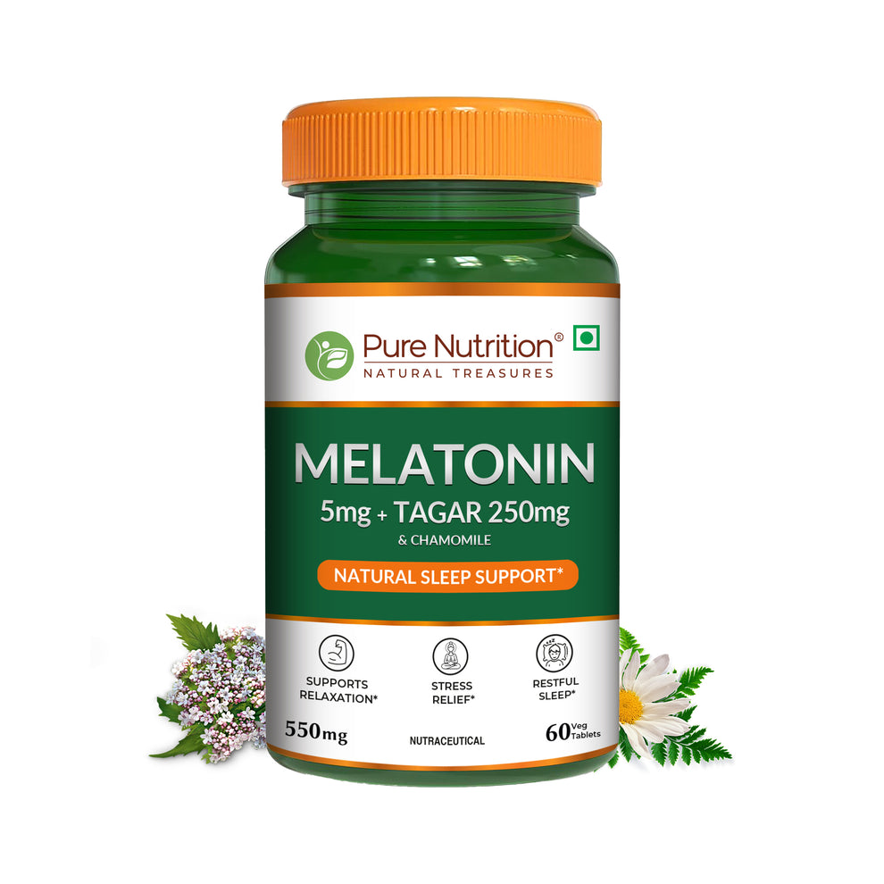Pure Nutrition Melatonin with Tagar & Chamomile – 60 Veg Tablets