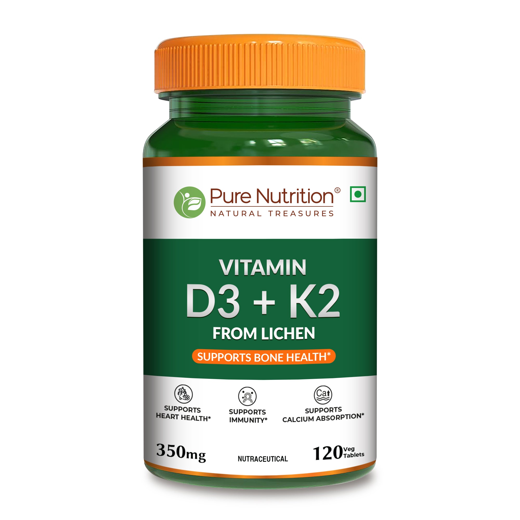 Vitamin D3 + K2 from Lichen - 120 Tablets – Pure Nutrition